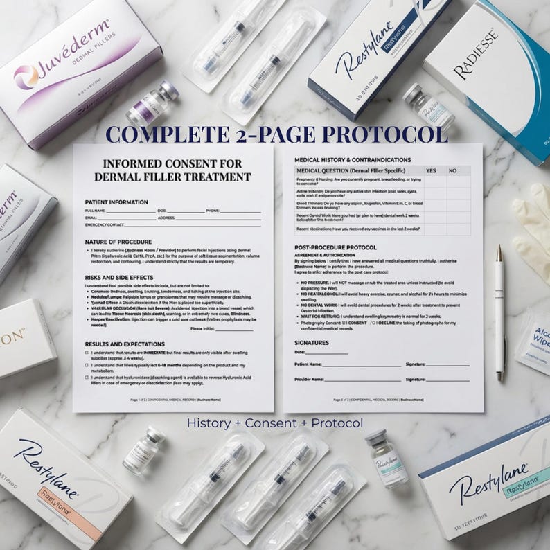 Dermal Filler Consent Form Template | Lip Filler Waiver | Med Spa ...
