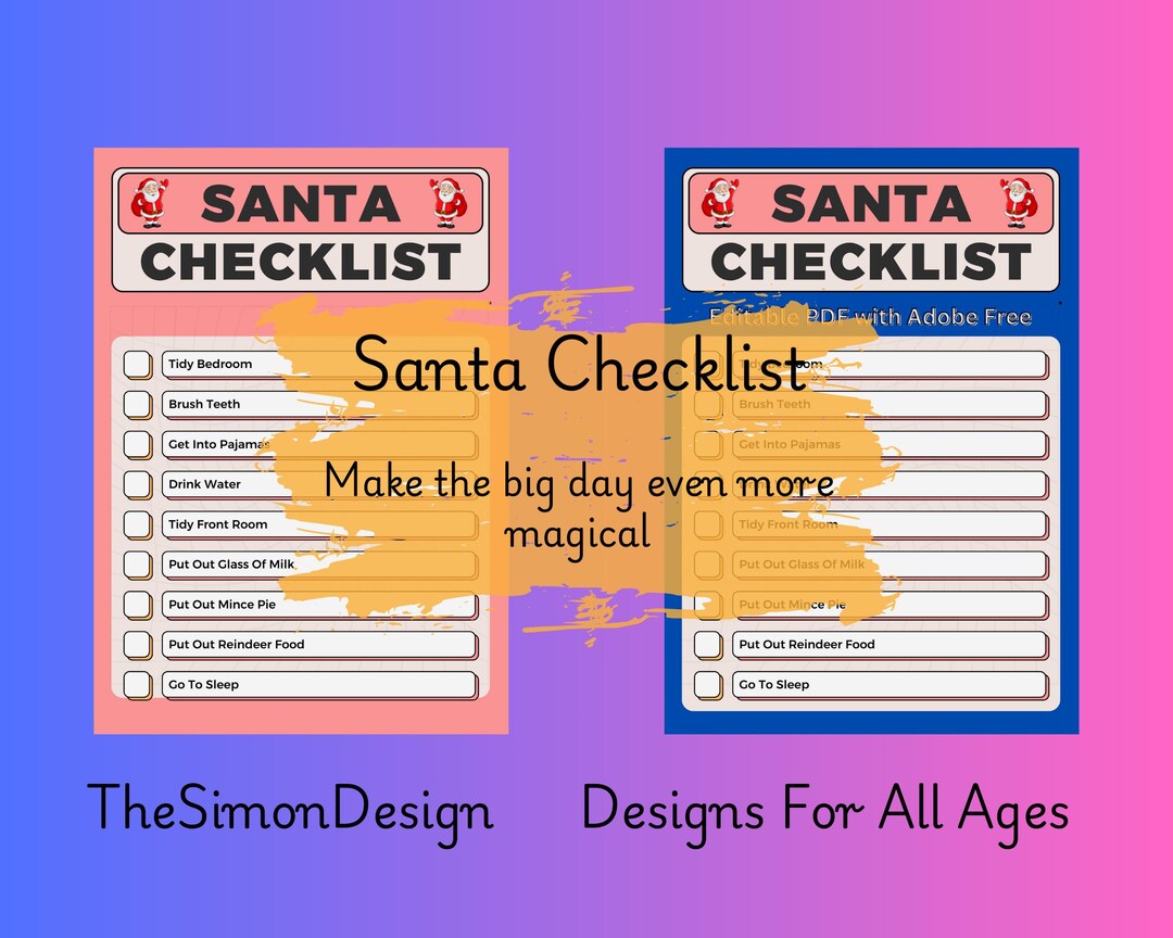Kids Santa Checklist, Editable PDF Printable for Christmas Day ...
