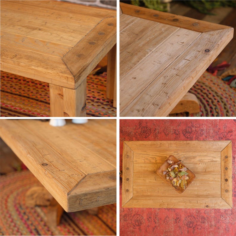 Rustic Low Coffee Table, Reclaimed Wood Coffee Table, Farmhouse Coffee ...