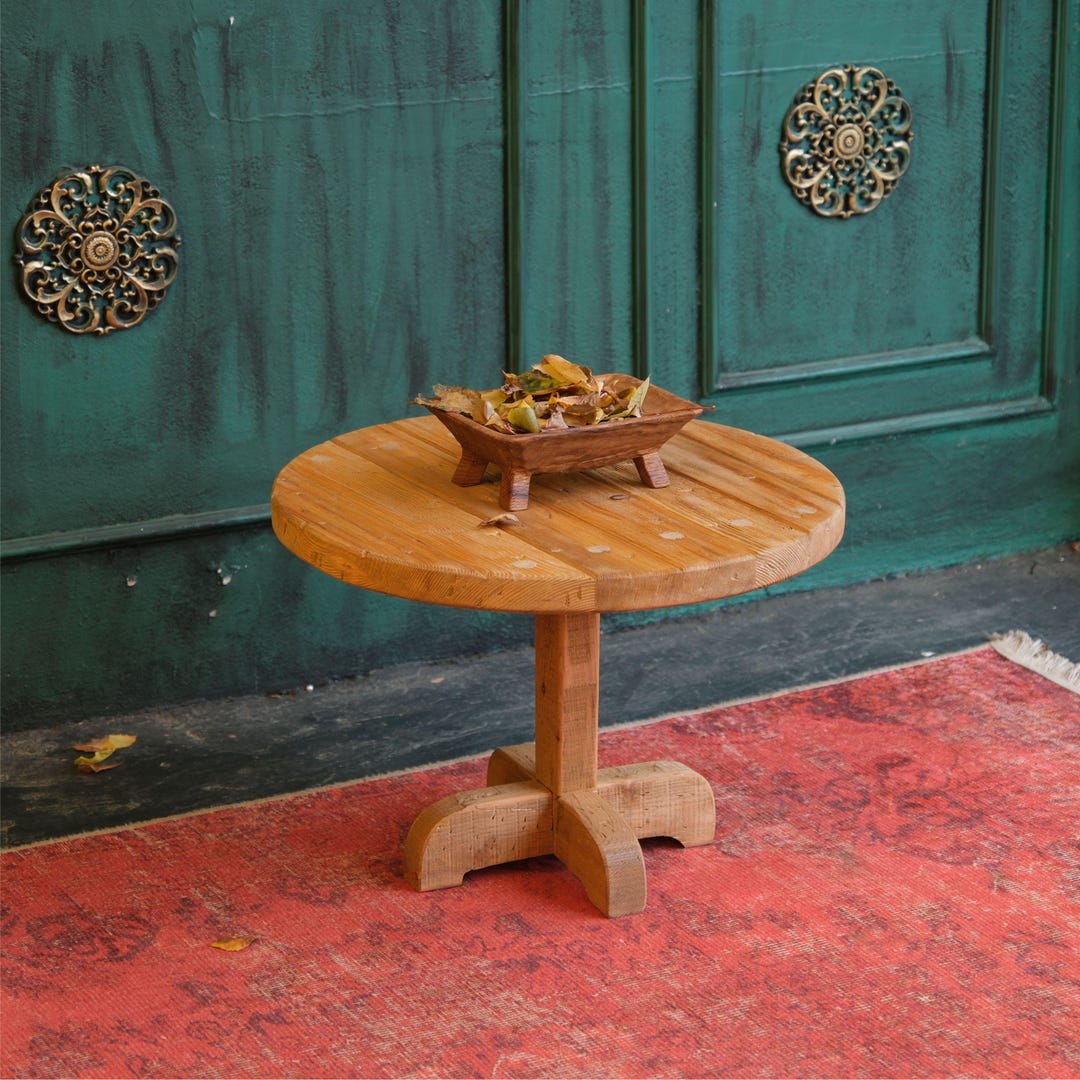 Rustic Round Reclaimed Coffee Table, Wood Round Coffee Table, Small ...