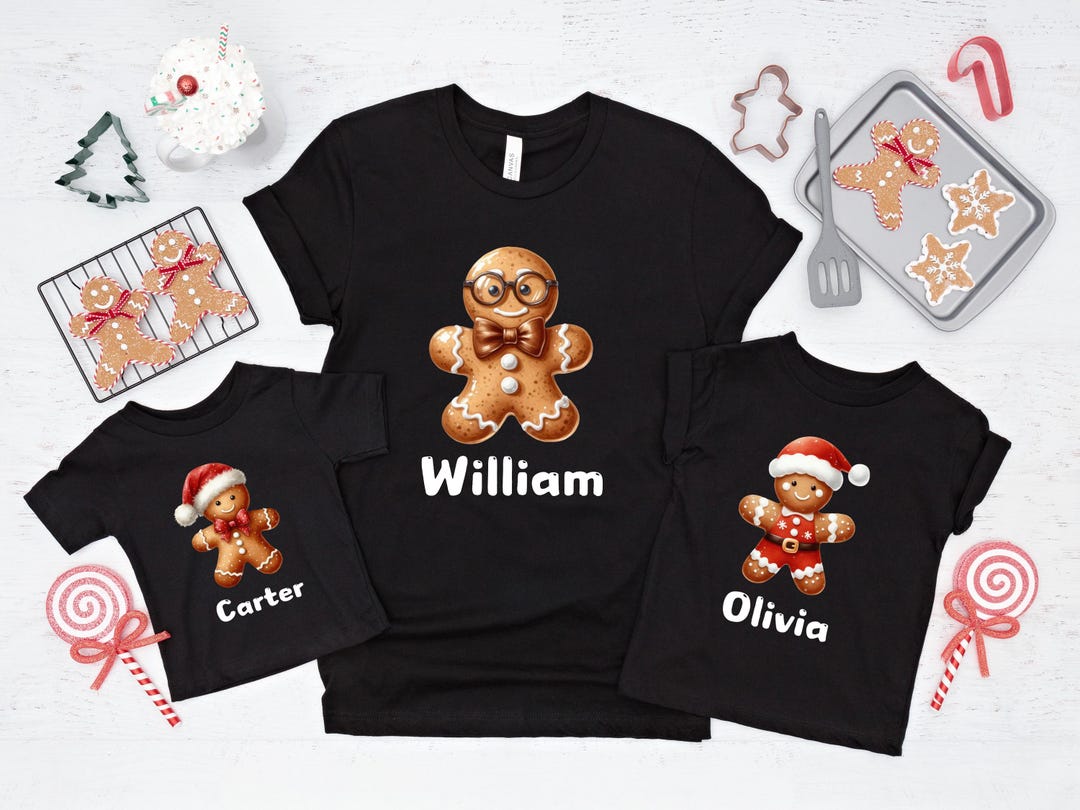 Custom Gingerbread Christmas Shirt, Personalized Name Christmas Shirt ...