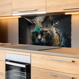Modern Kitchen Wall Protector, Heatproof Glass Stove Backsplash, Custom ...