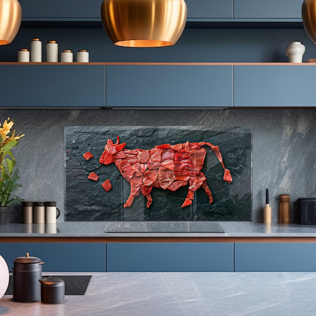 Cow Cuts Butcher Chart Glass Kitchen Backsplash - Farmhouse Decor - Etsy