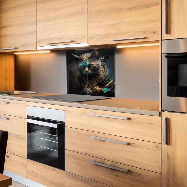 Modern Kitchen Wall Protector, Heatproof Glass Stove Backsplash, Custom ...