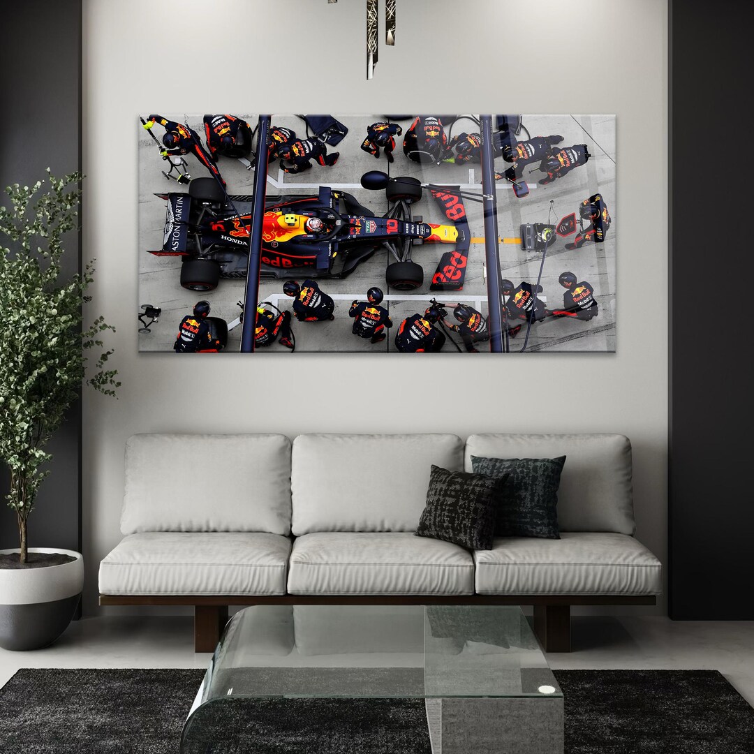 F1 Red Bull Racing Pit Stop Wall Art Tempered Glass Formula 1 Print ...