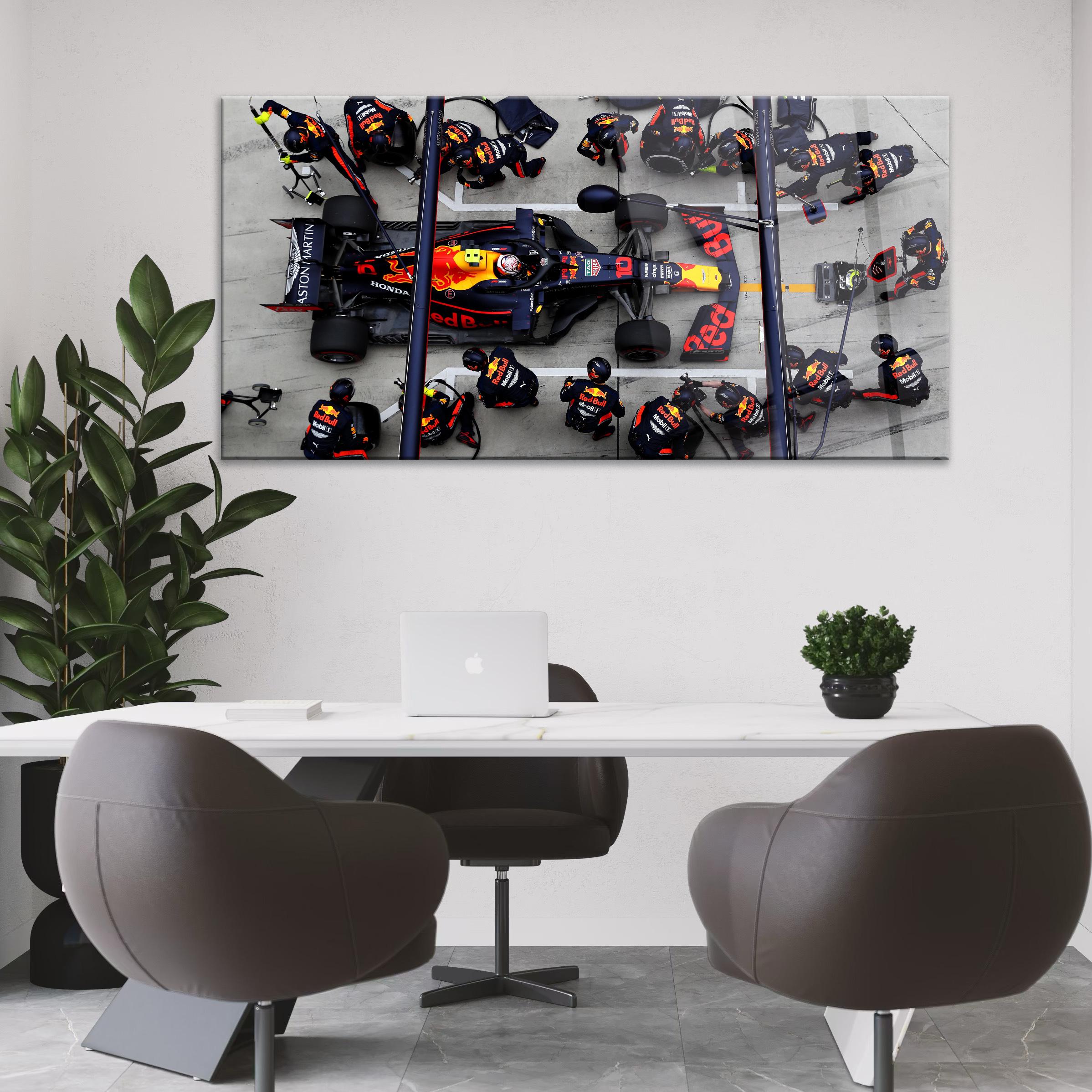 F1 Red Bull Racing Pit Stop Wall Art Tempered Glass Formula 1 Print ...