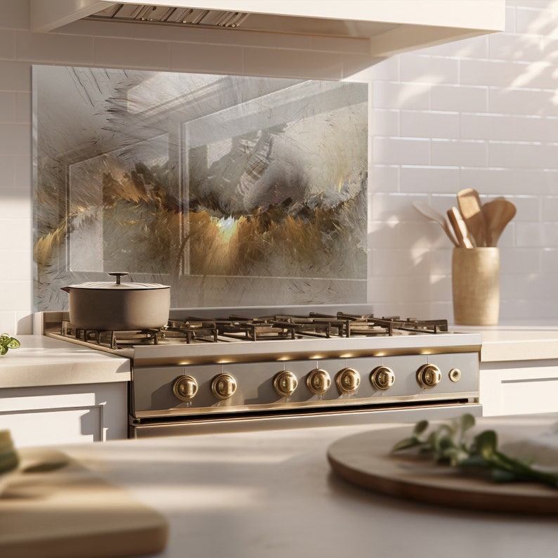 Custom Tempered Glass Kitchen Backsplash: Heatproof Modern Wall Art - Etsy