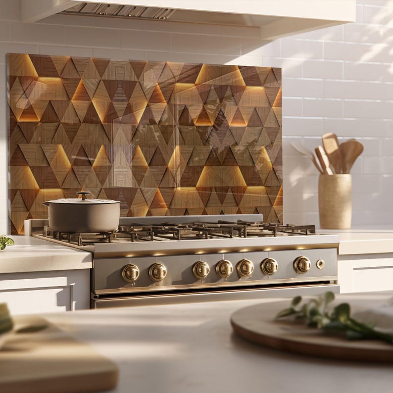Custom Kitchen Backsplash | Heatproof Wall Panel for Stove| Modern Wall ...