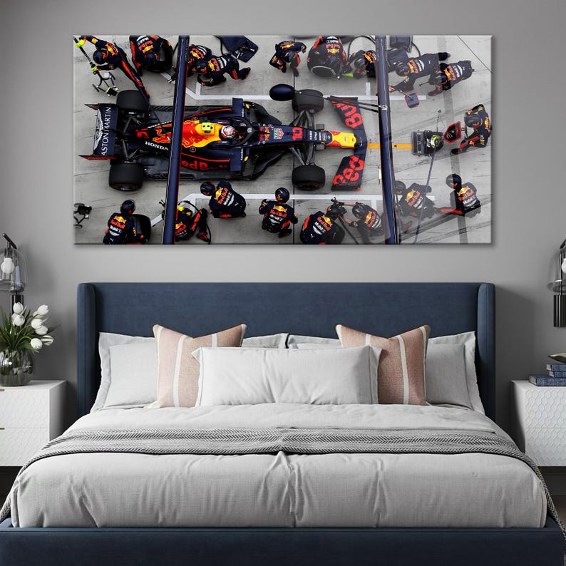F1 Red Bull Racing Pit Stop Wall Art Tempered Glass Formula 1 Print ...