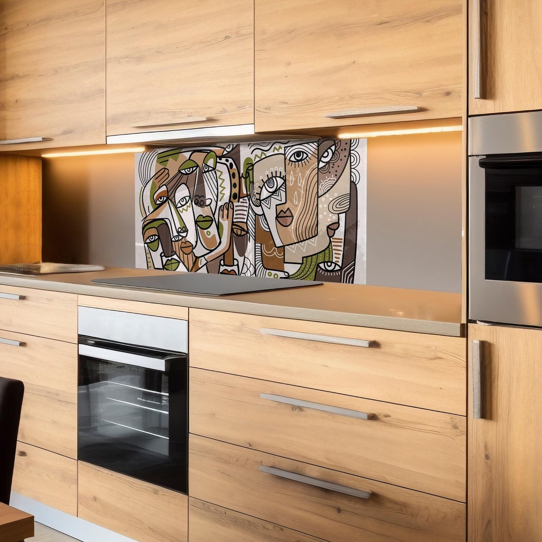 Modern Tempered Glass Wall Panel, Heatproof Kitchen Backsplash, Stylish ...