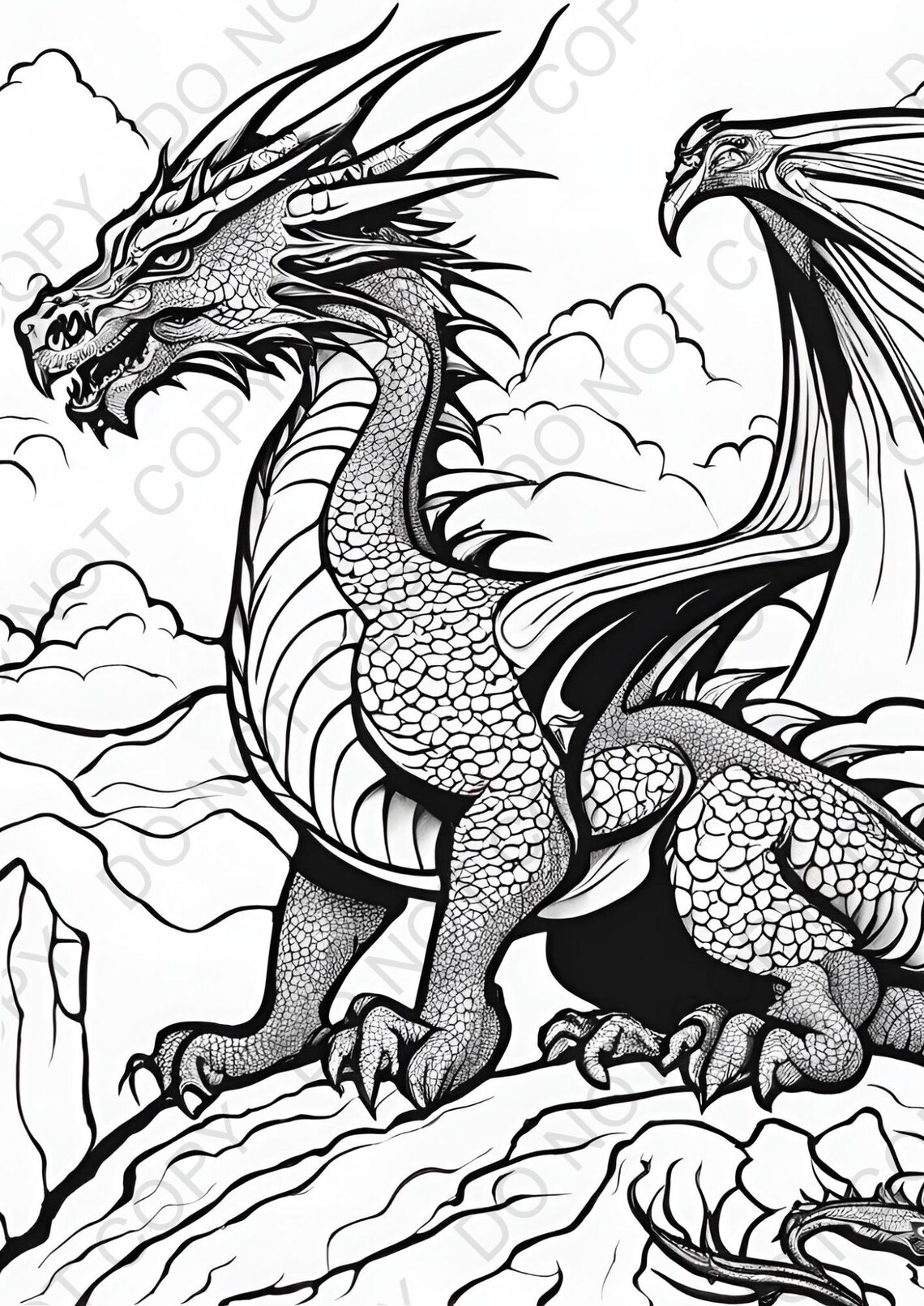 Enchanting Dragon Coloring Pages - Etsy