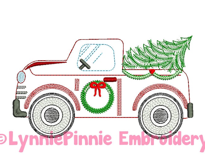 Vintage Winter Truck With Christmas Tree Colorwork Sketch - Etsy