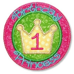 BIRTHDAY PRINCESS Applique Numbers Set 4x4 5x7 Machine Embroidery ...