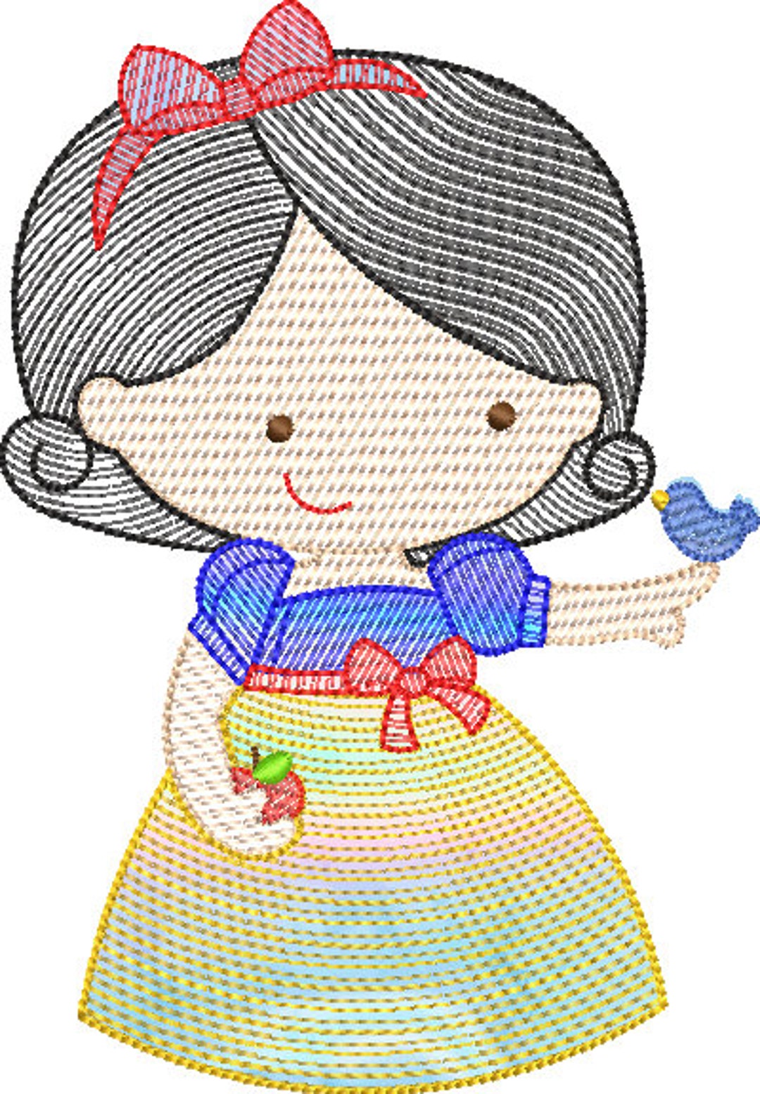 Apple Princess (optional Mylar) 3 Sizes Machine Embroidery Design File ...