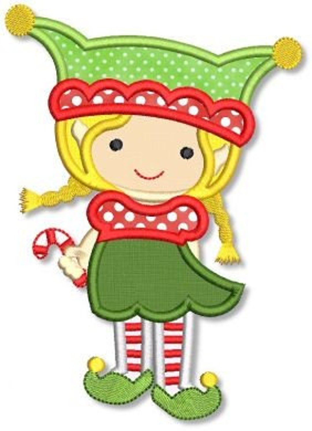 GIRL ELF Applique 4x4 5x7 6x10 Machine Embroidery Design Christmas ...