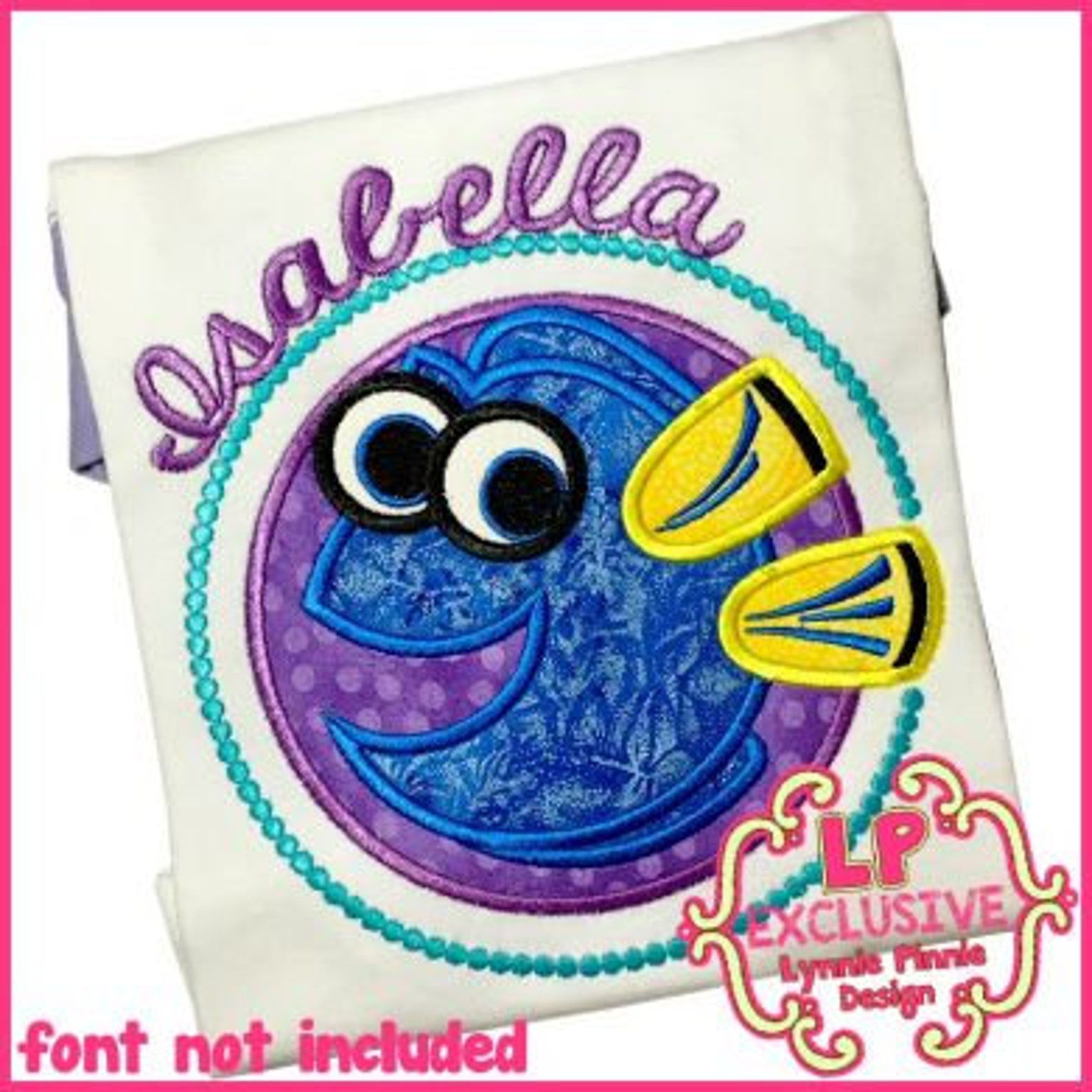 Blue Tang FISH Circle Applique 4x4 5x7 6x10 7x11 SVG Machine Embroidery ...