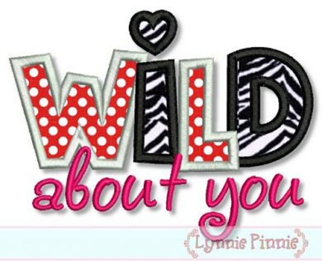 WILD ABOUT YOU Applique 4x4 5x7 6x10 Machine Embroidery Design Zebra ...