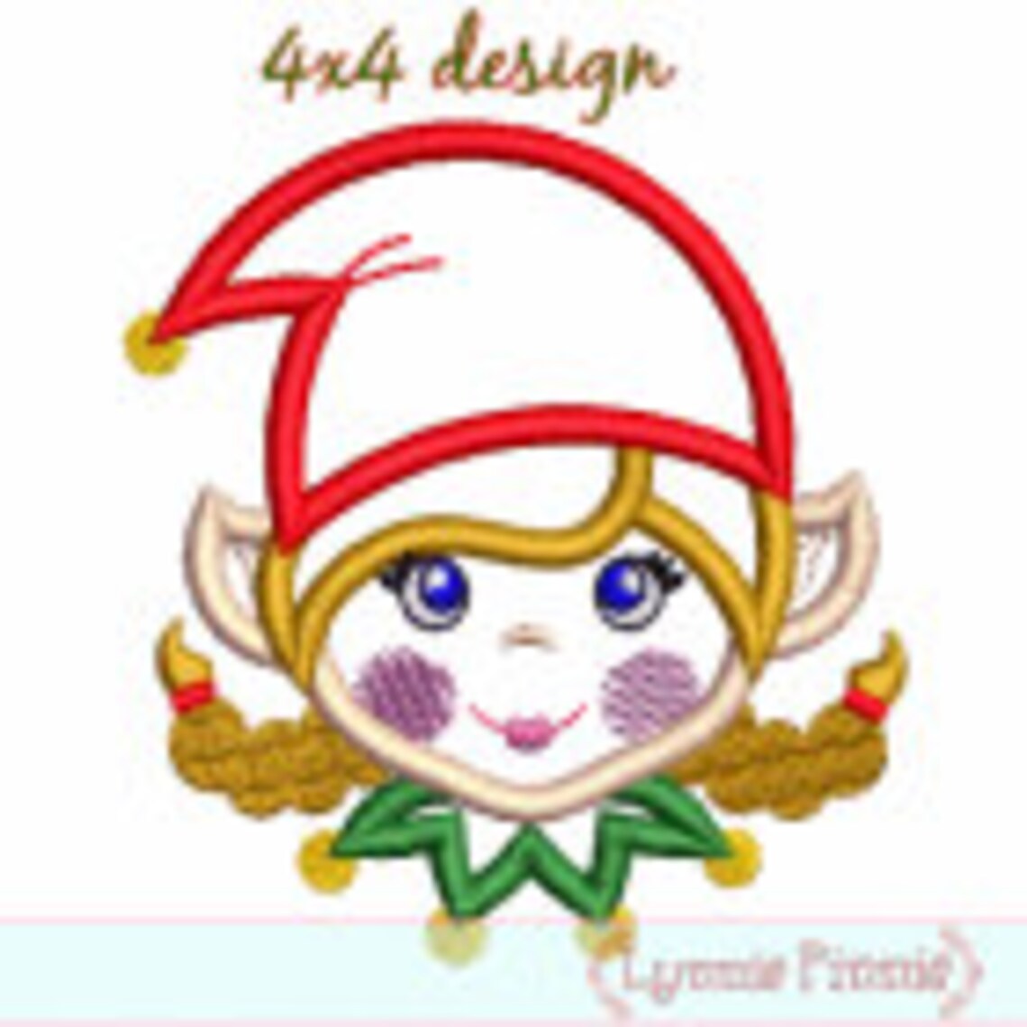 CHRISTMAS ELF Girl Applique 4x4 5x7 6x10 7x11 Machine Embroidery Design ...
