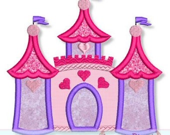 FANCY Princess CASTLE Applique 4x4 5x7 6x10 Machine Embroidery | Etsy