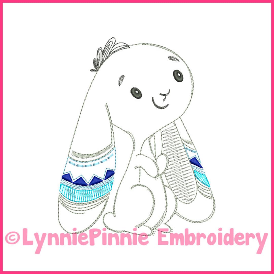 Colorwork Vintage Tribal Bunny 2 4 Sizes 4x4 5x7 6x10 Machine ...