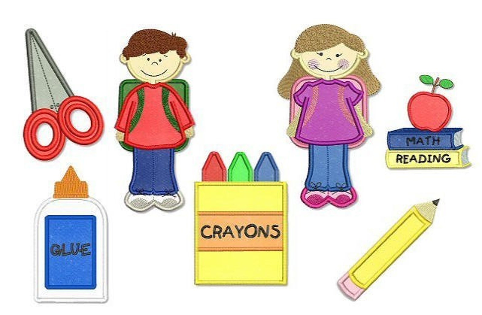 BACK to School Applique SET Machine Embroidery Design Girl Boy - Etsy