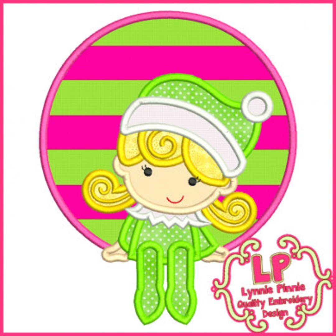 Girl Elf Circle Frame Applique 4x4 5x7 6x10 7x11 SVG Machine Embroidery ...