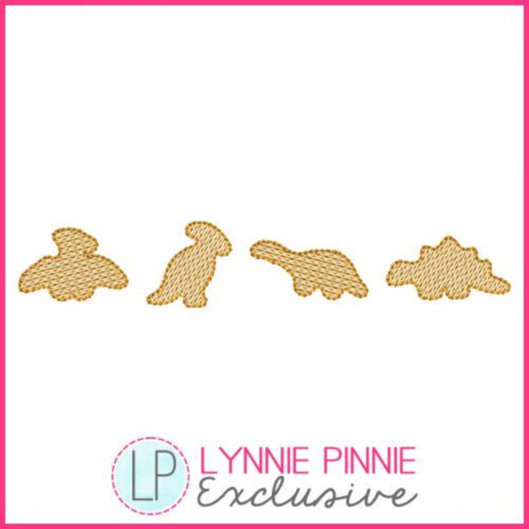 Dino Nuggets Vintage Style Sketch Stitch Machine Embroidery Design File ...