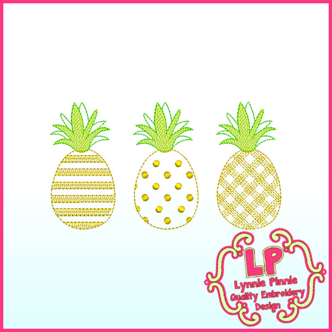 Colorwork Patterned Pineapples 5 Sizes Machine Embroidery Design File ...