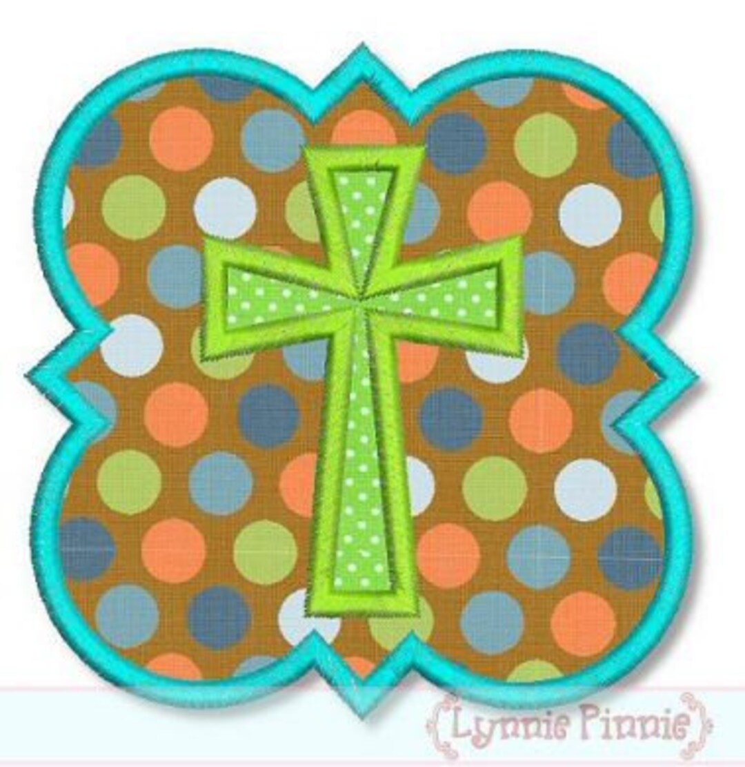 CROSS With FRAME Applique Zig Zag and Satin 4x4 5x7 6x10 Machine ...