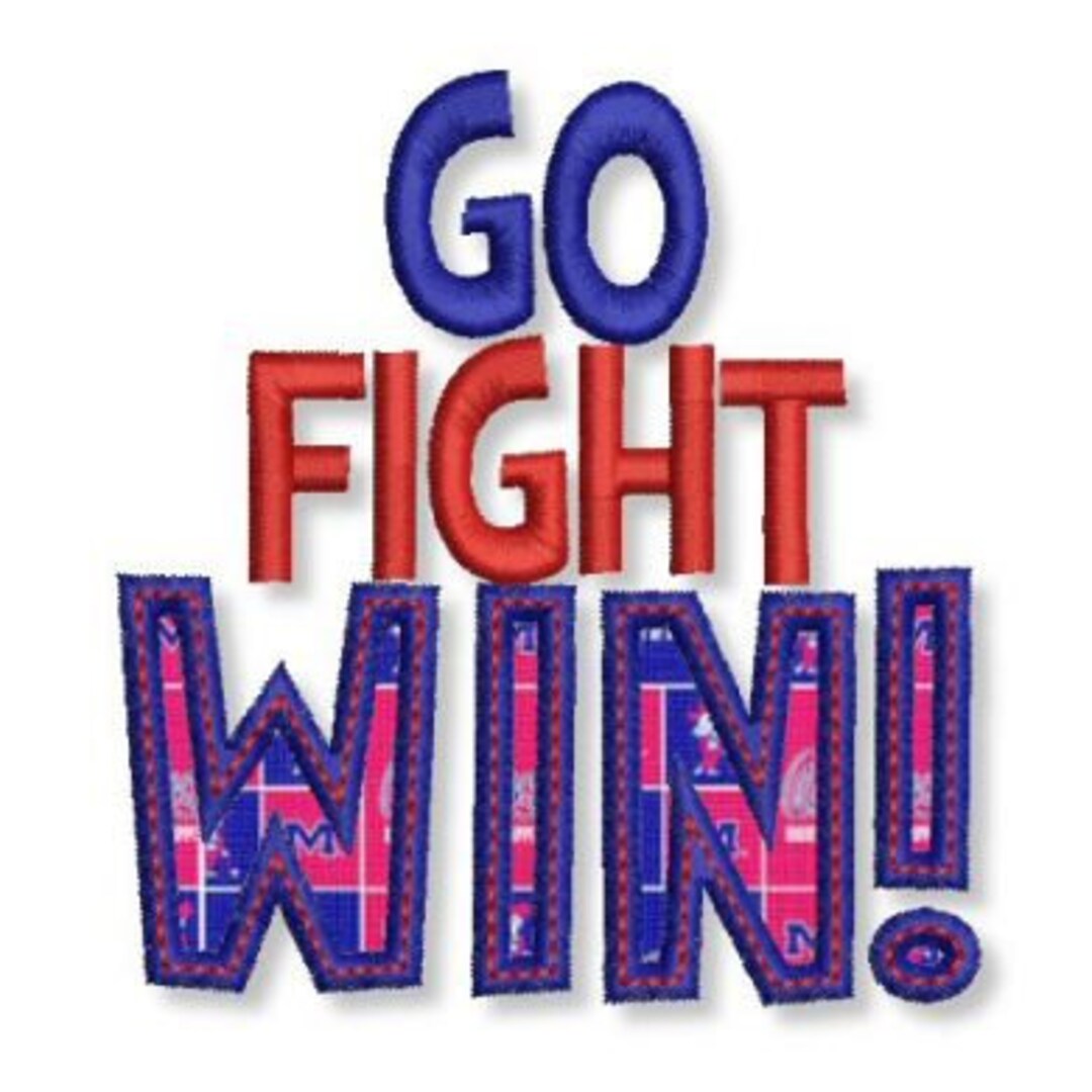 Go FIGHT WIN Applique 4x4 5x7 6x10 Machine Embroidery Design Football ...
