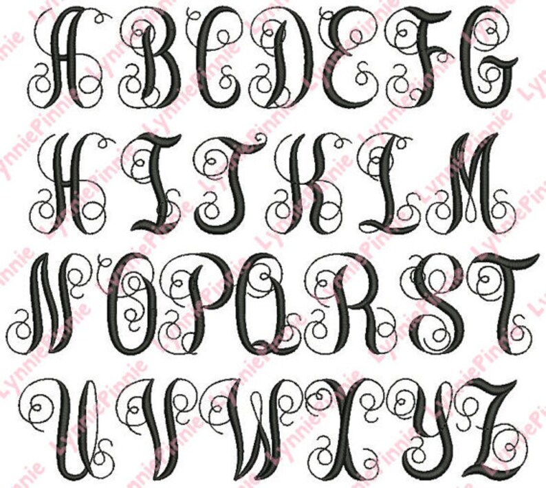 Lynnie's Swirly Monogram Font 5 Sizes Machine Embroidery Design File - Etsy