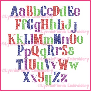 Sketchy Font Uppercase & Lowercase Font DIGITAL Embroidery Machine File ...