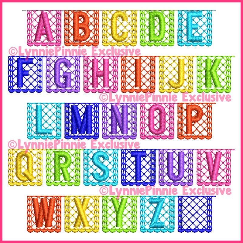 Papel Picado Paper Banner Fiesta FONT Uppercase DIGITAL Embroidery ...