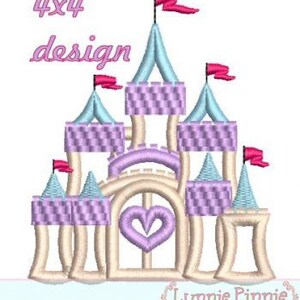FANCY Princess CASTLE Applique 4x4 5x7 6x10 Machine Embroidery Design ...