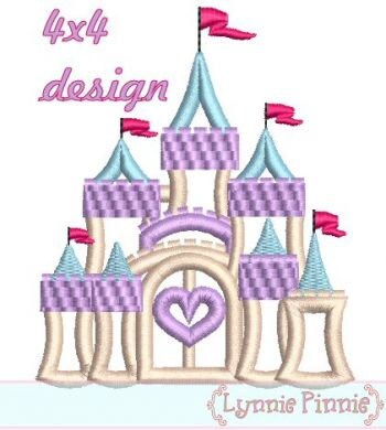 FANCY Princess CASTLE Applique 4x4 5x7 6x10 Machine Embroidery Design ...
