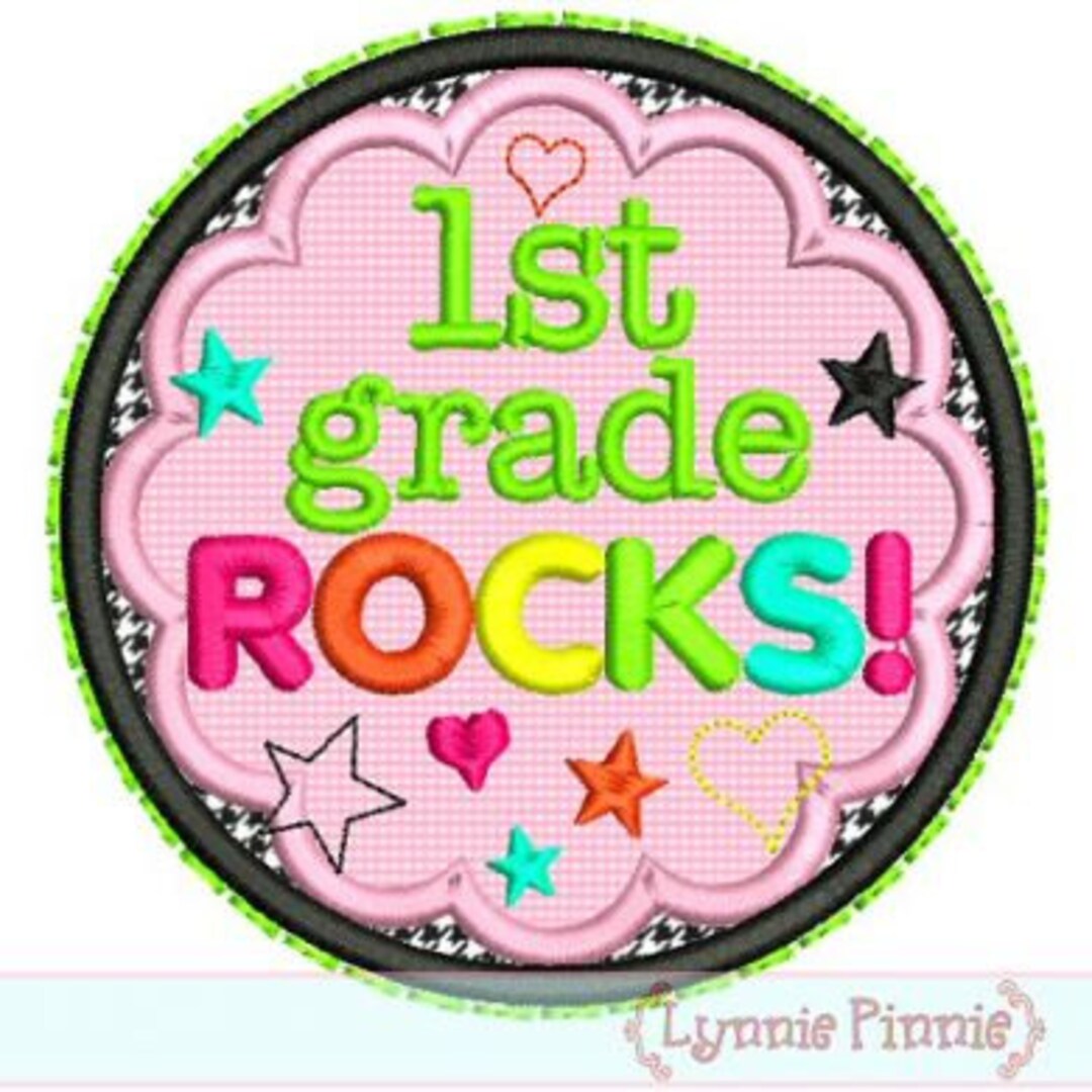 1st GRADE ROCKS Applique Circle Scallop 4x4 5x7 6x10 Machine - Etsy