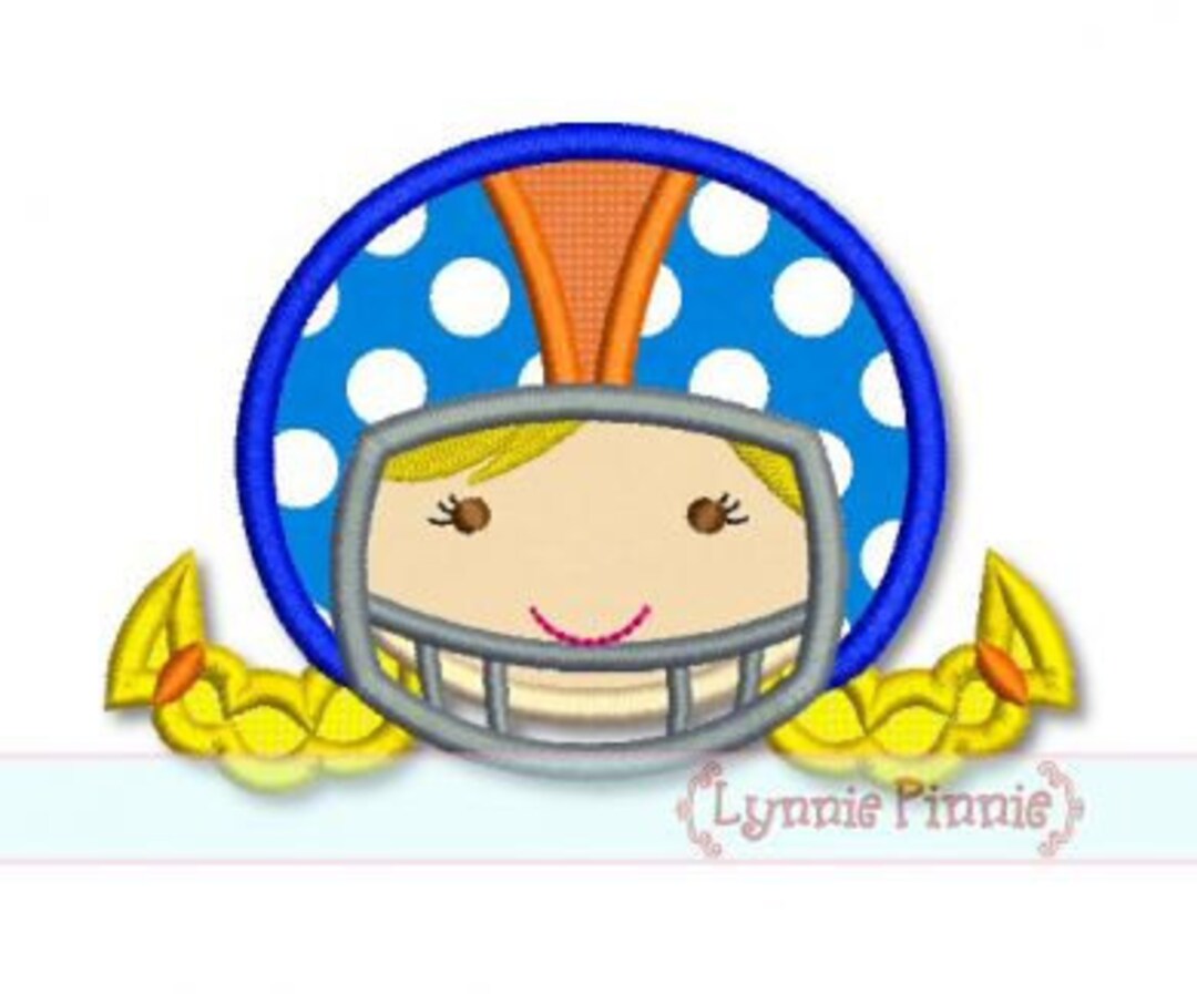 FOOTBALL Helmet GIRL Applique 4x4 5x7 6x10 Svg Machine Embroidery ...