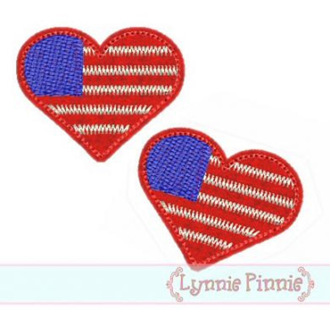 Heart Flag FELT Feltie CLIPPIES 4x4 Machine Embroidery Design INSTANT ...
