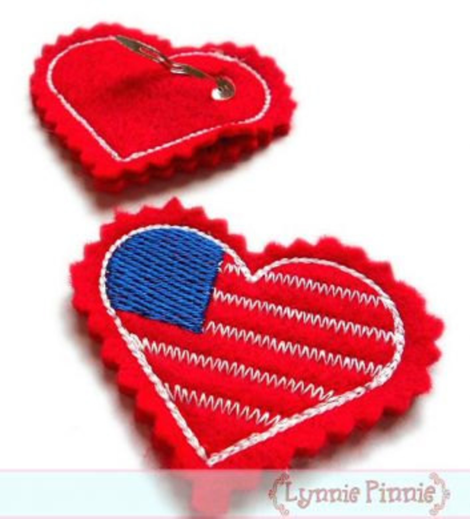 Heart Flag FELT Feltie CLIPPIES 4x4 Machine Embroidery Design INSTANT ...