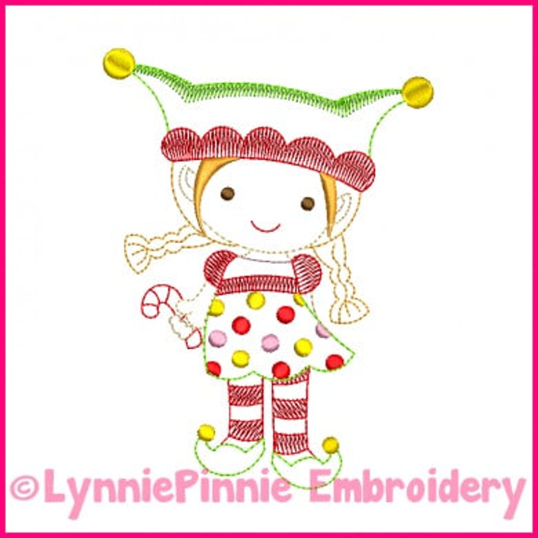 Elf Girl Colorwork Sketch Embroidery Design 4x4 5x7 6x10 Machine ...