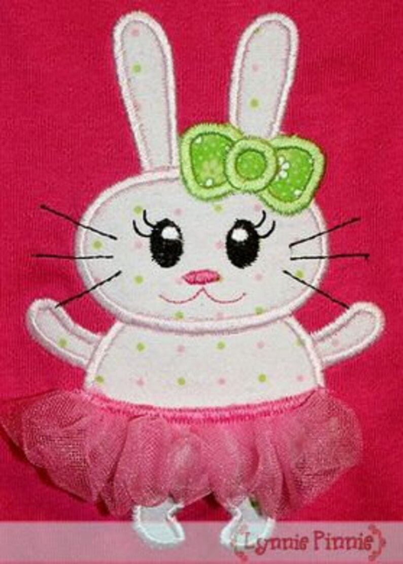 TUTU BUNNY Applique With 3D Skirt 4x4 5x7 6x10 Machine Embroidery ...