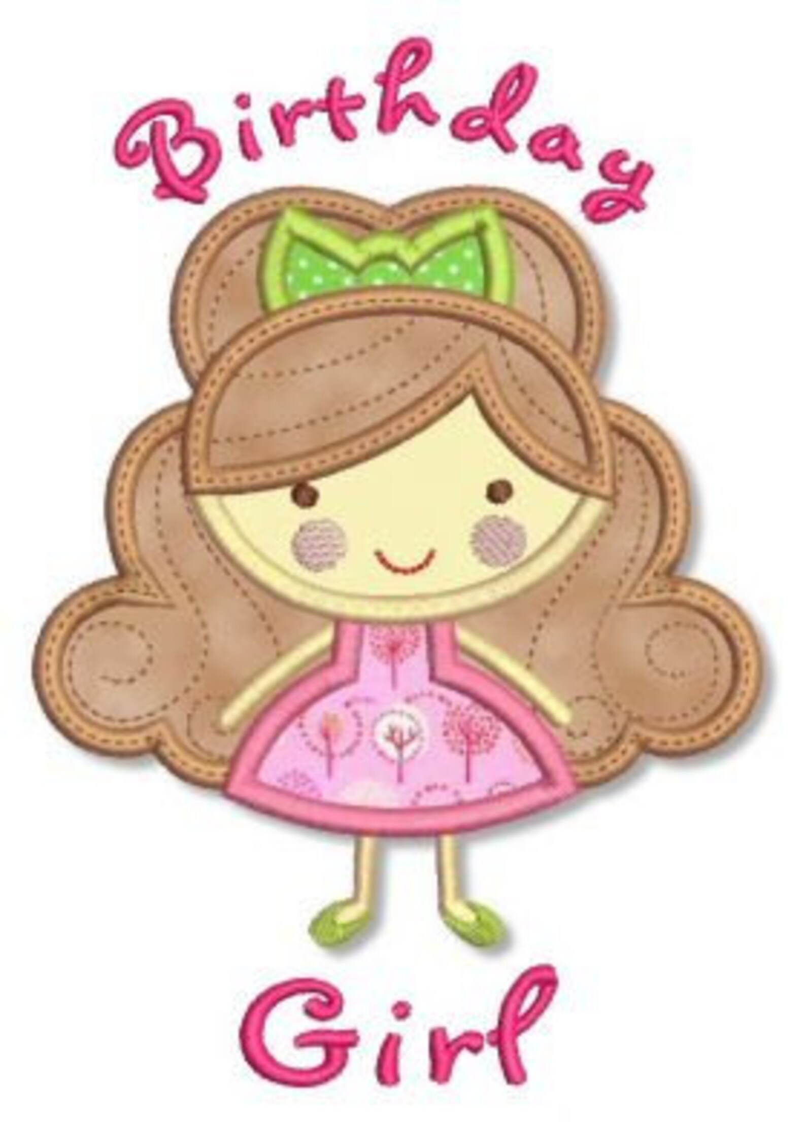 GIRLY Girls Applique 4x4 5x7 Machine Embroidery Design File Set INSTANT ...