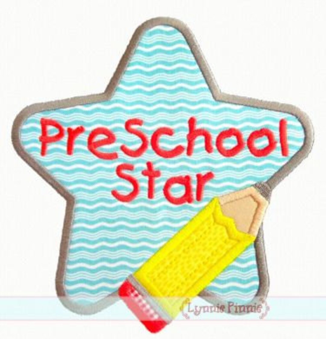 PENCIL STAR Applique 4x4 5x7 6x10 7x11 Svg Machine Embroidery Design - Etsy