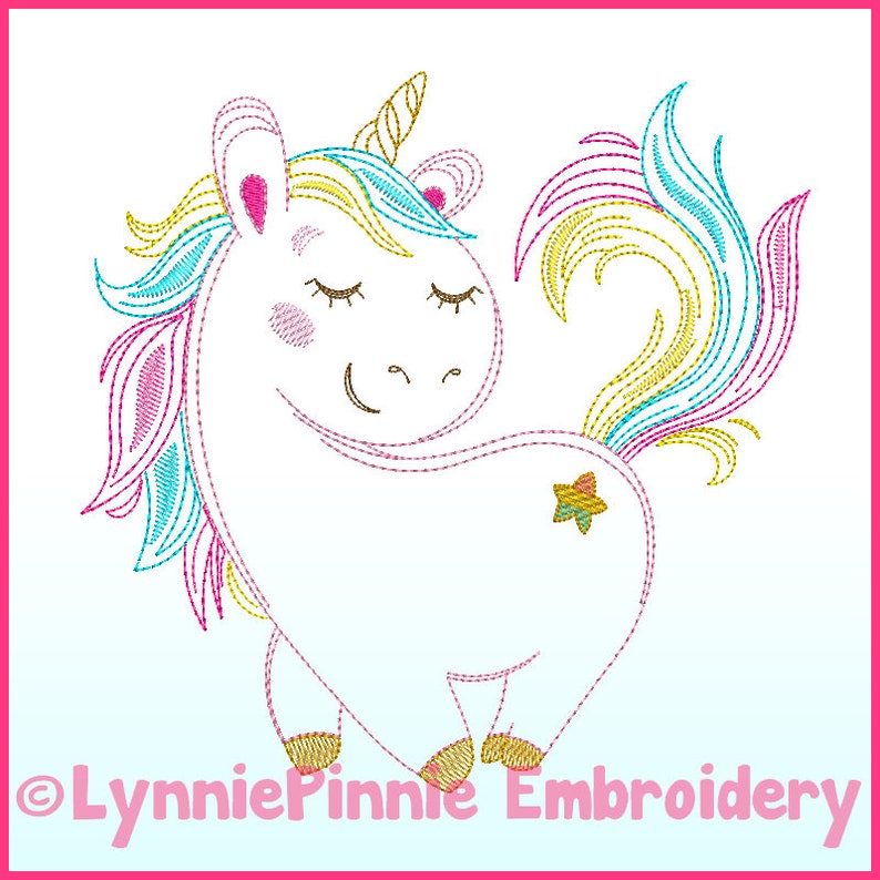 Colorwork RAINBOW UNICORN 4 Sizes 4x4 5x7 6x10 Machine Embroidery ...