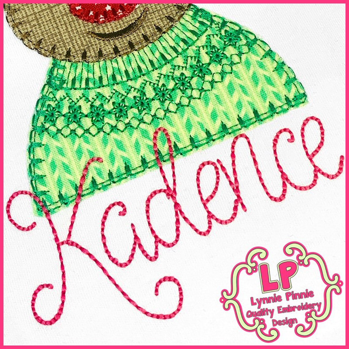 Arielle Script Hand Stitch Style Triple Bean Stitch Uppercase ...