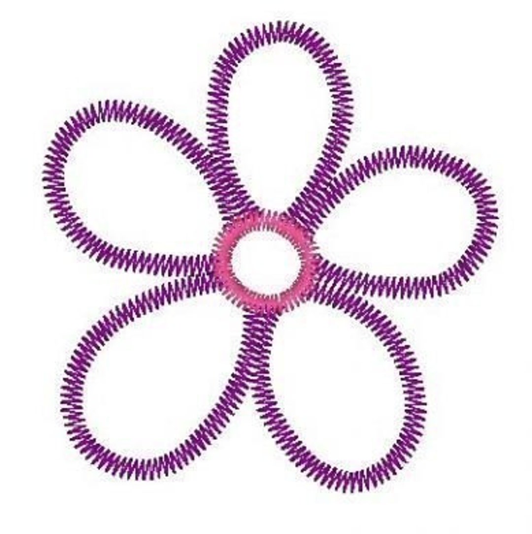 Zig Zag FLOWER Applique 4x4 5x7 6x10 Machine Embroidery Design INSTANT ...