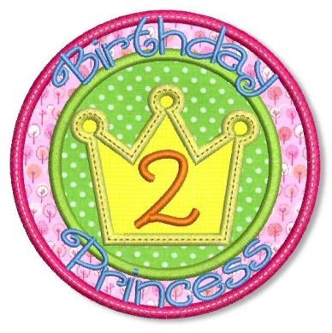 BIRTHDAY PRINCESS Applique Numbers Set 4x4 5x7 Machine Embroidery ...