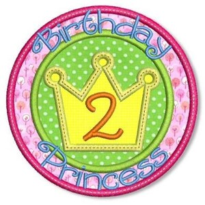 BIRTHDAY PRINCESS Applique Numbers Set 4x4 5x7 Machine Embroidery ...