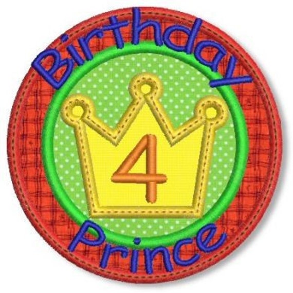 BIRTHDAY PRINCE Applique Numbers Set 4x4 5x7 Machine | Etsy