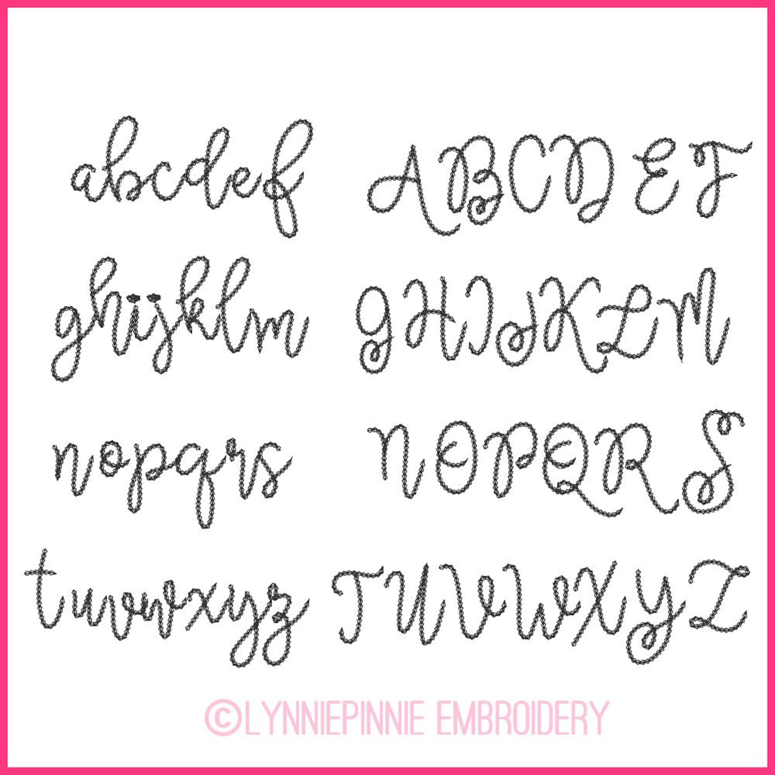 Ribbon Script Chain Stitch FONT Uppercase & Lowercase Font - Etsy